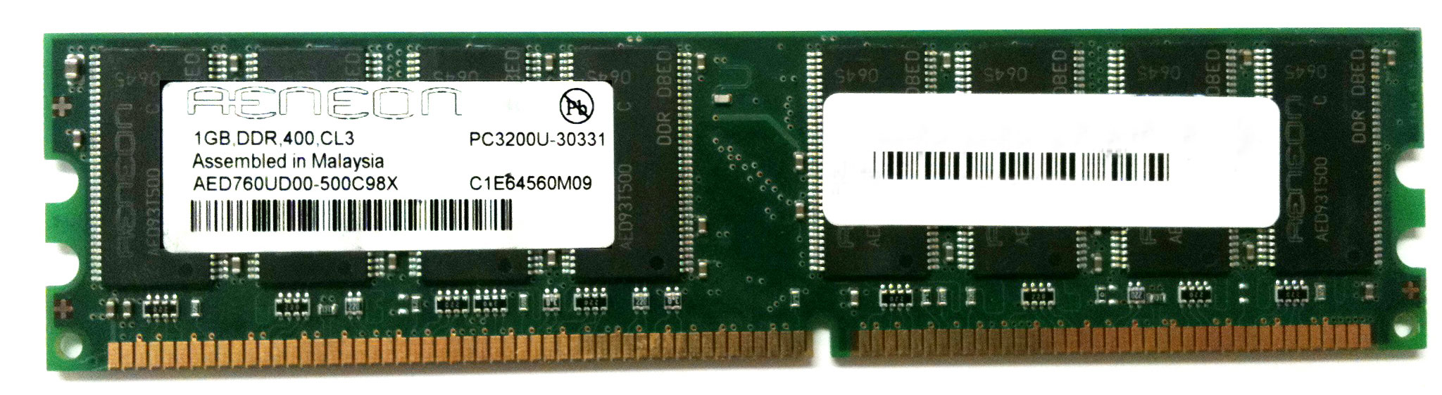 AED760UD00-500C98X Aeneon 1GB DDR1 PC3200 Memory