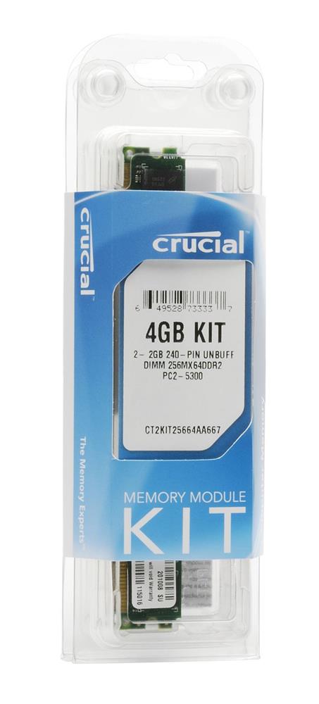 CT2KIT25664AA667 Crucial 4GB DDR2 PC5300 Memory