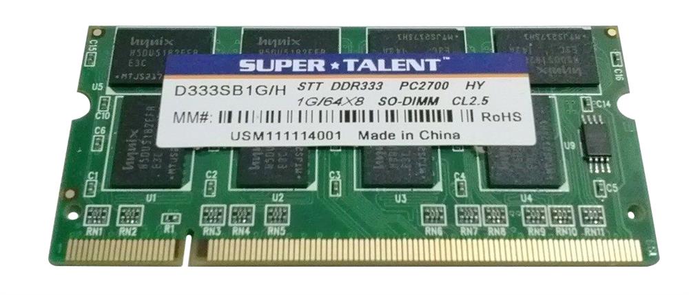 D333SB1G/H Super Talent 1GB SoDimm PC2700 Memory