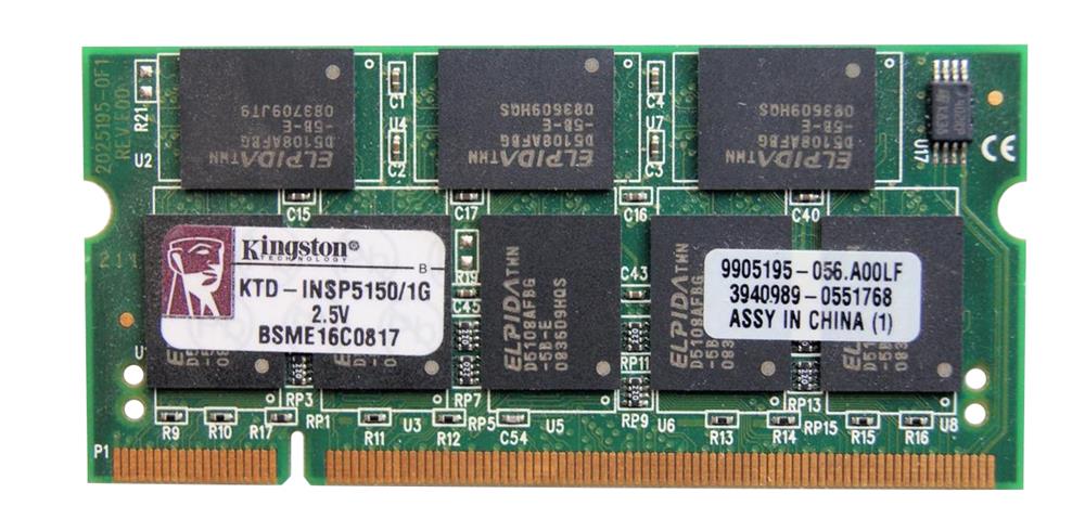 KTD-INSP5150/1G Kingston 1GB SoDimm PC2700 Memory