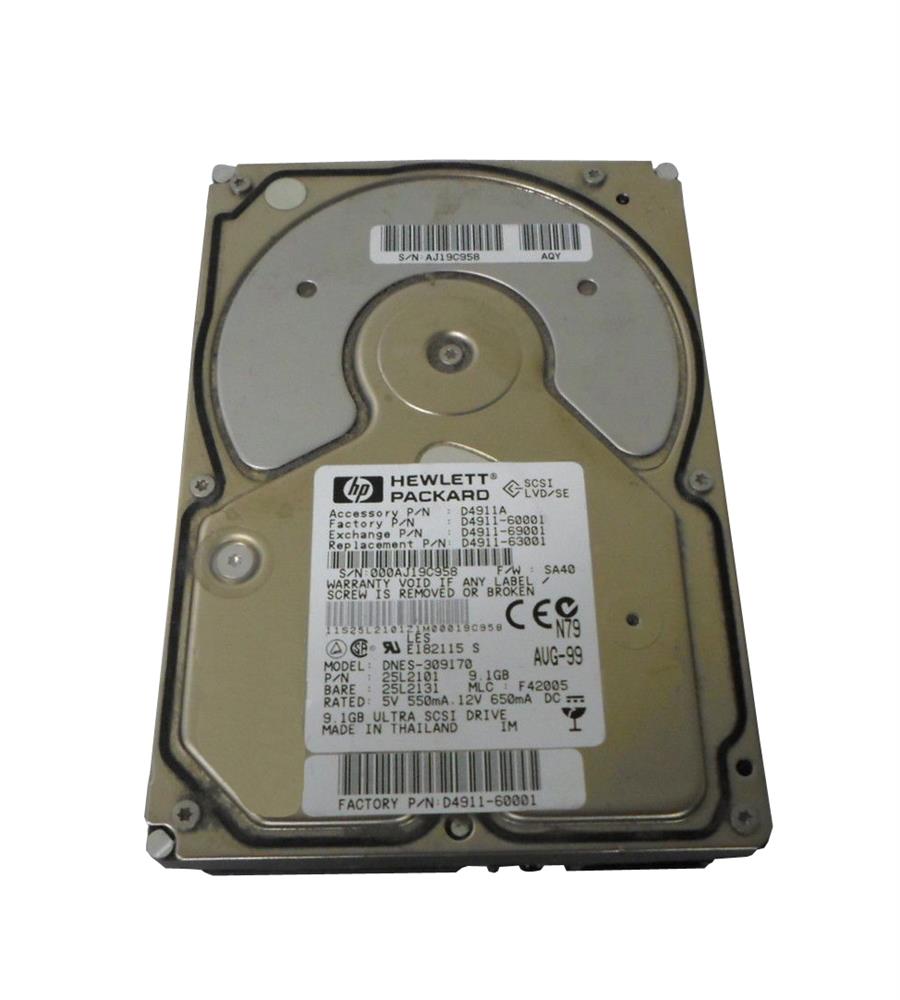 D4911A HP 9GB Ultra Wide SCSI Hard Drive