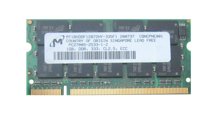 MT18VDDF12872HY-335F1 Micron 1GB SoDimm PC2700 Memory