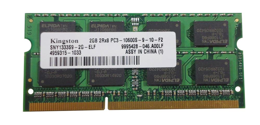 SNY1333S9-2G-ELF Kingston 2GB SoDimm PC10600 Memory