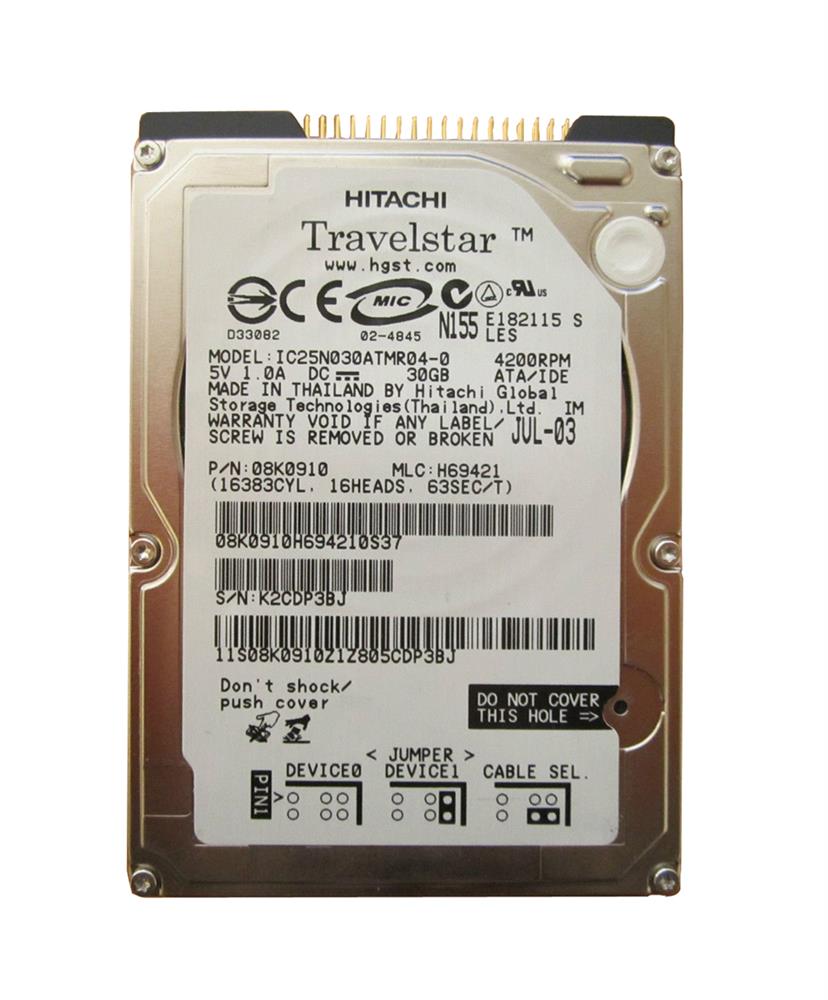 IC25N030ATMR04-0 IBM 30GB ATA/100 Hard Drive