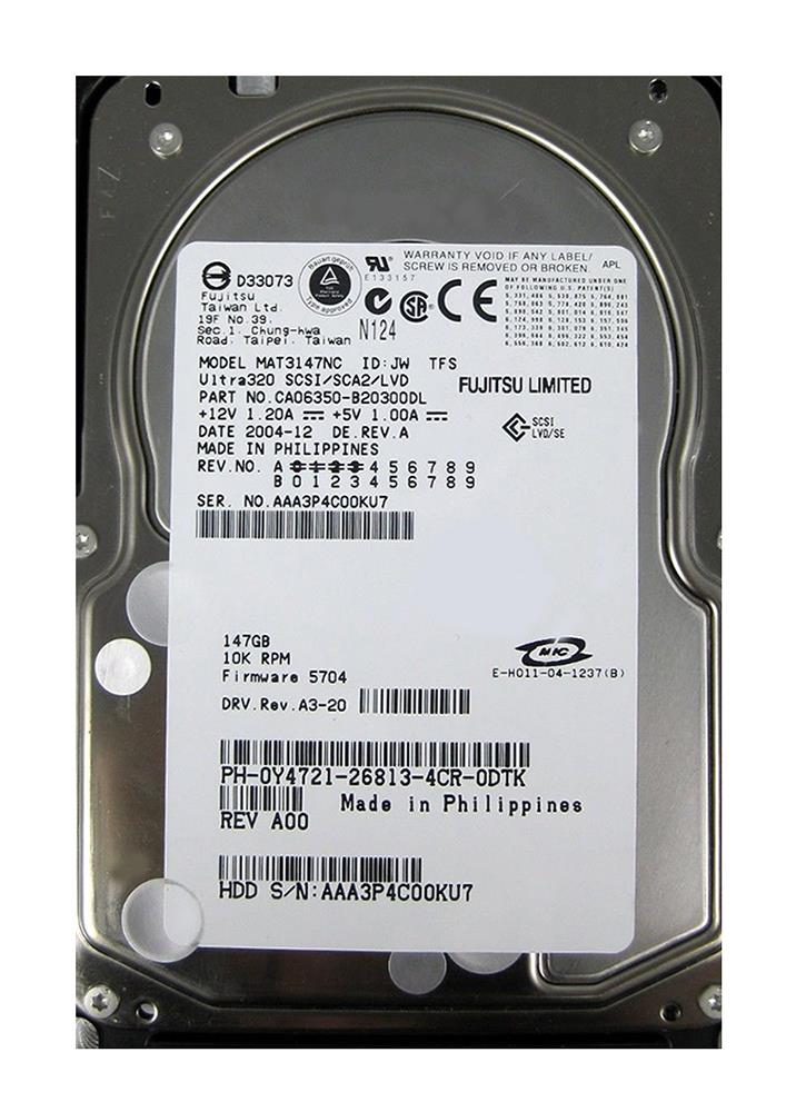 MAT3147NC Fujitsu 147GB Ultra-320 SCSI Hard Drive