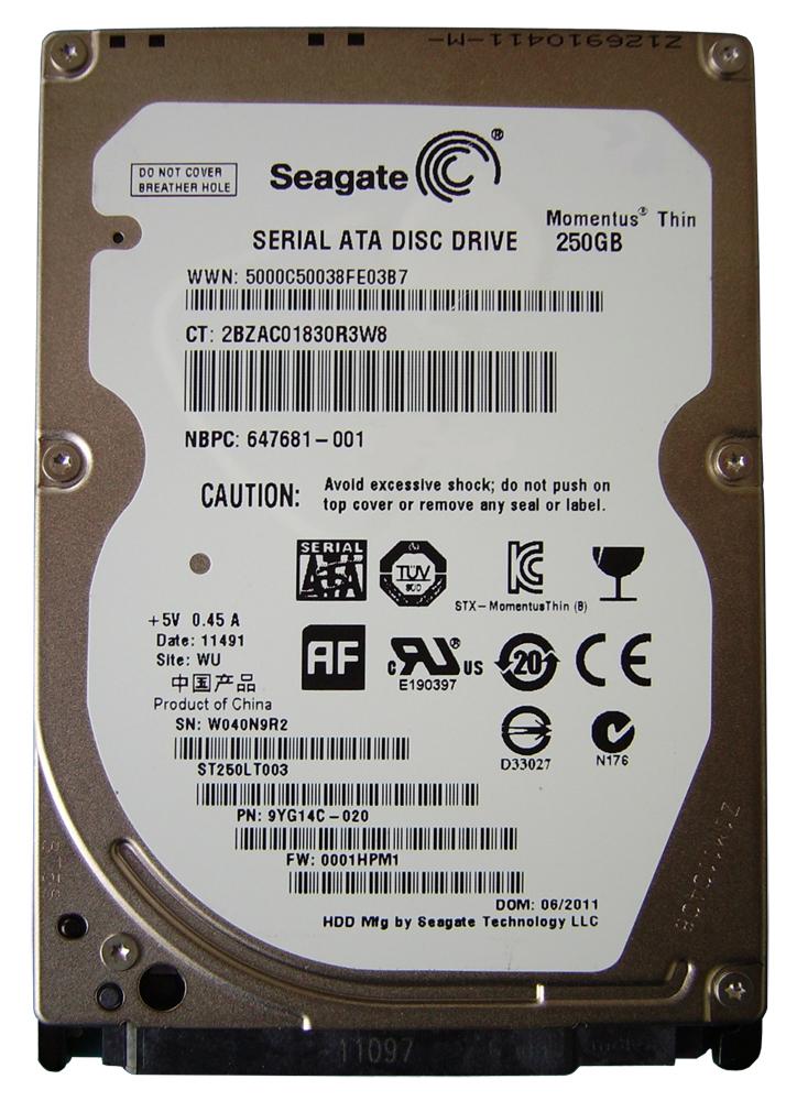 ST250LT003 Seagate Momentus Thin 250GB SATA 3.0 Gbps Hard Drive