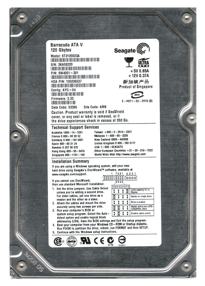 ST3120023A Seagate Barracuda 120GB ATA/100 Hard Drive