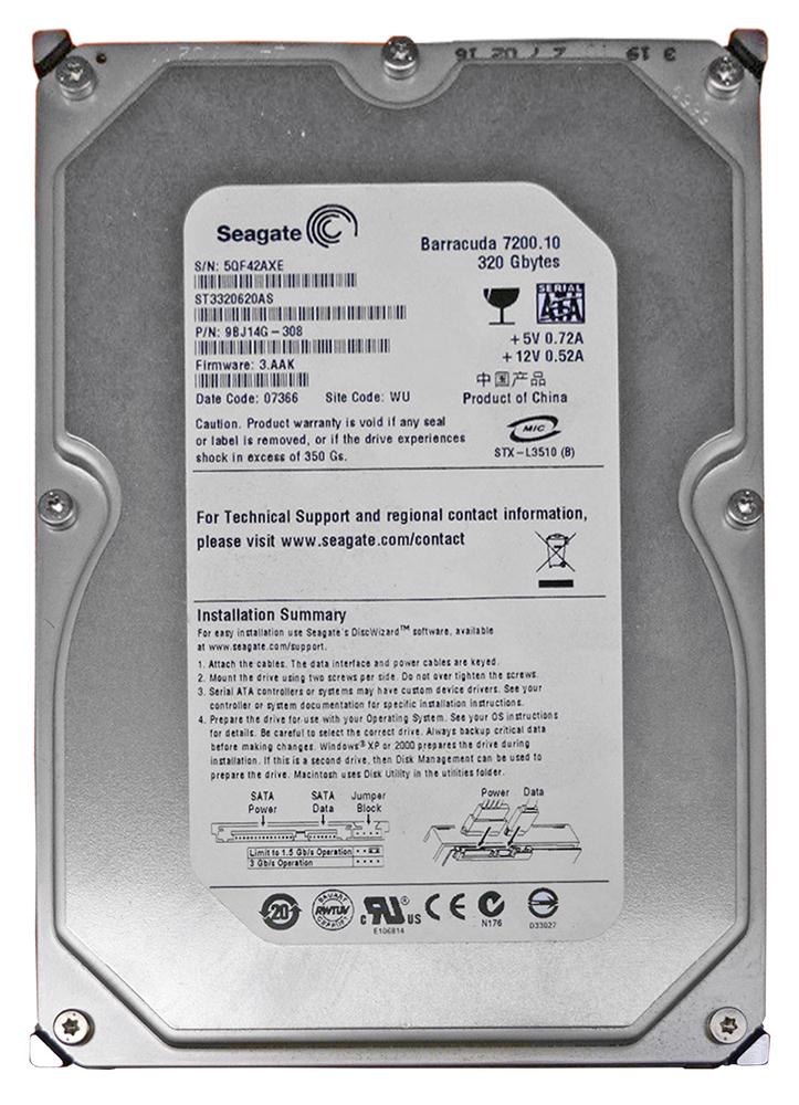 ST3320620AS Seagate Barracuda 320GB SATA 3.0 Gbps Hard Drive