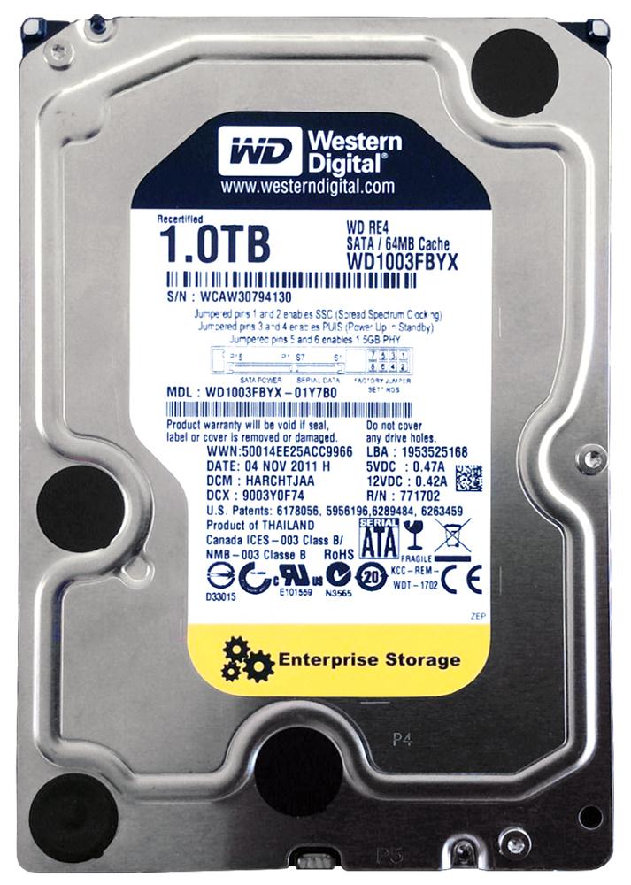 WD1003FBYX Western Digital RE4 1TB SATA 3.0 Gbps Hard Drive