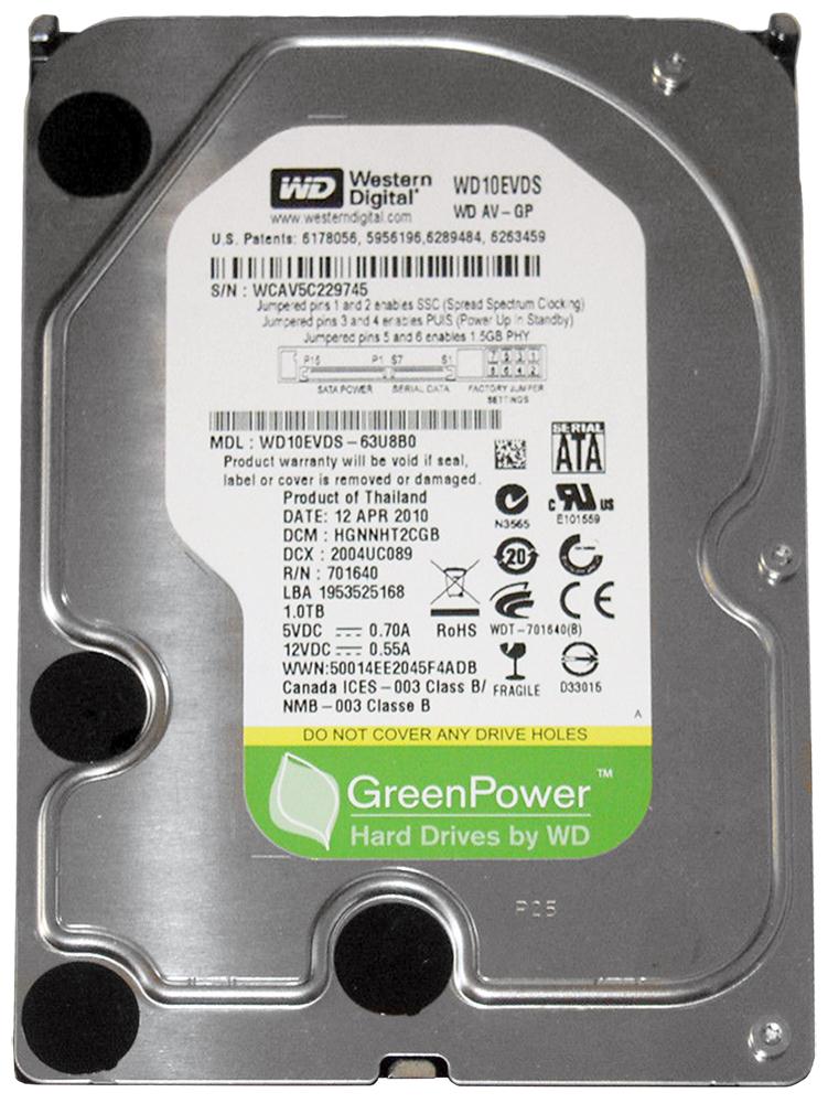 WD10EVDS Western Digital AV-GP 1TB SATA 3.0 Gbps Hard Drive