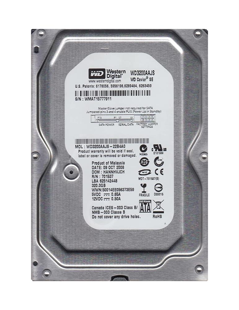 WD3200AAJS-22B4A0 Western Digital Caviar 320GB SATA 3.0 Gbps Hard Drive