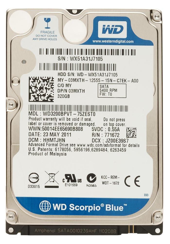 WD3200BPVT-75ZEST0 Western Digital Scorpio 320GB SATA 3.0 Gbps Hard Drive