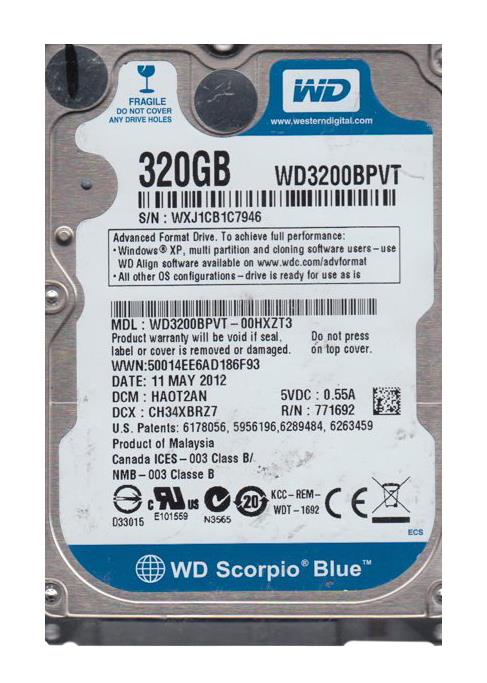 WD3200BPVT-OOHXZT3 Western Digital Hard Drive
