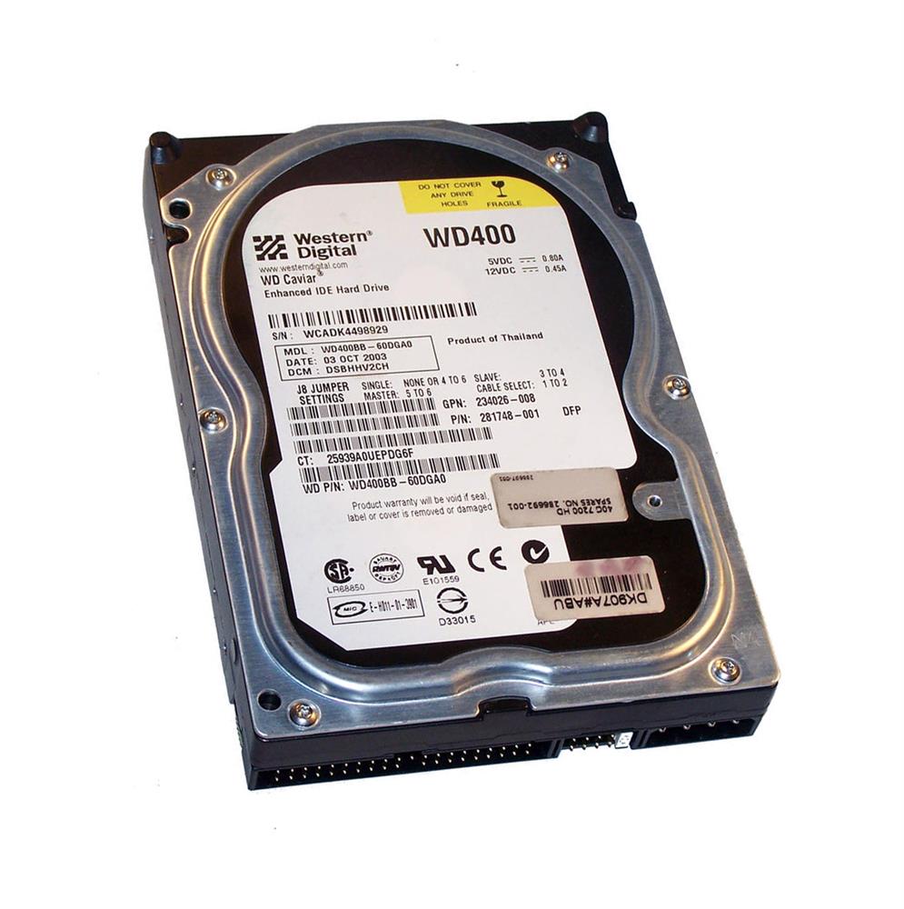 WD400BB-60DGA0 Western Digital 40GB ATA/100 Hard Drive