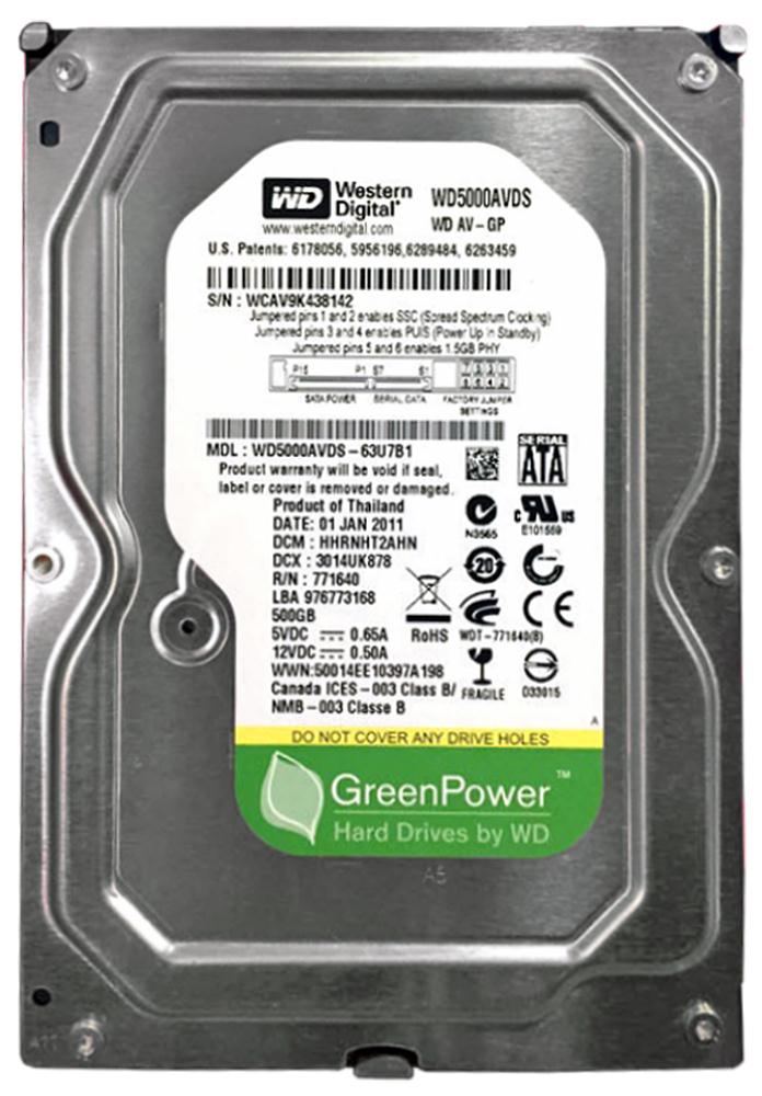 WD5000AVDS Western Digital AV 500GB SATA 3.0 Gbps Hard Drive