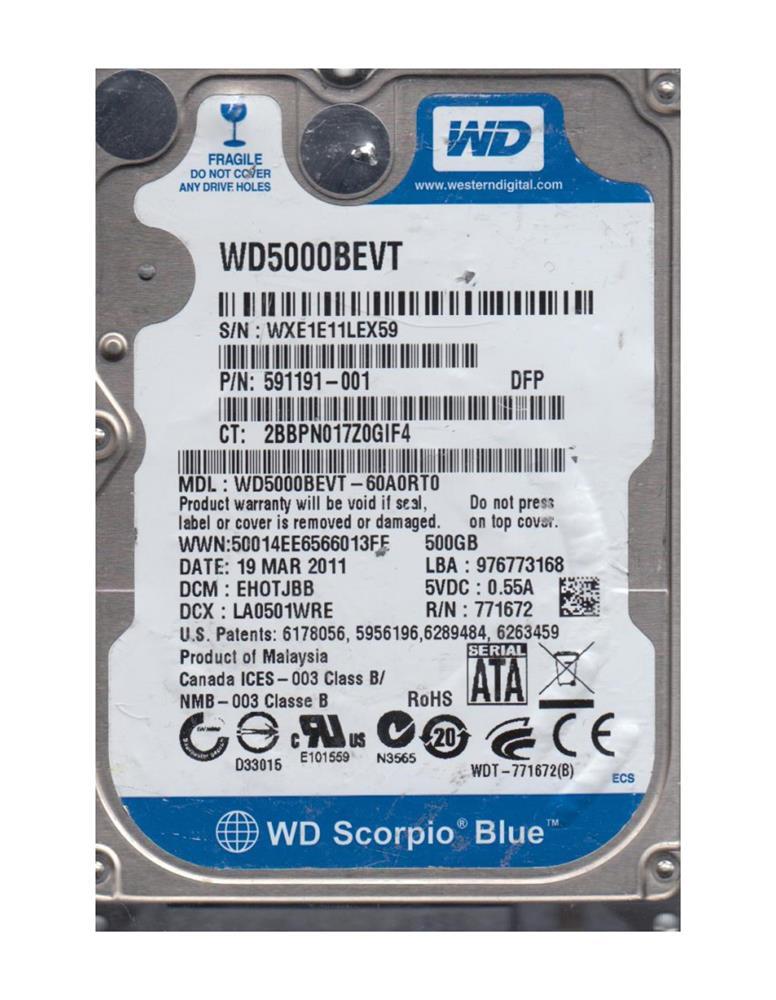 WD5000BEVT-6OAORTO Western Digital Hard Drive