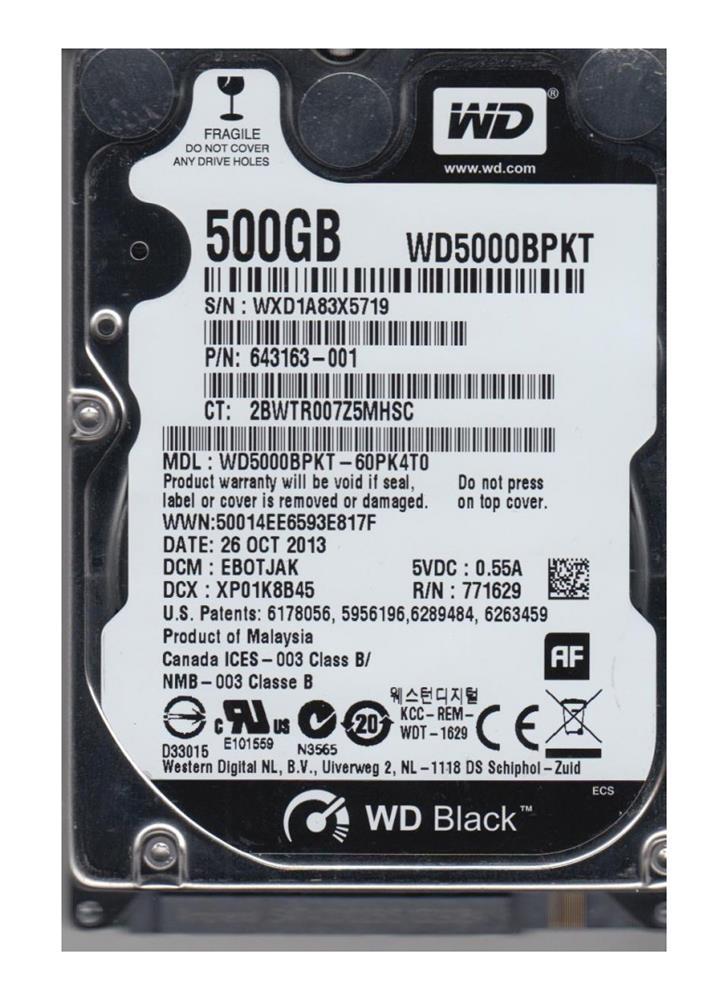 WD5000BPKT-6OPK4TO Western Digital Hard Drive