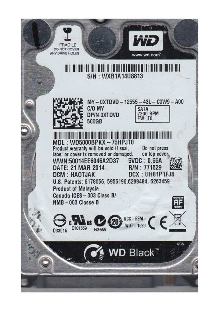 WD5000BPKX-75HPJT0 Western Digital Hard Drive