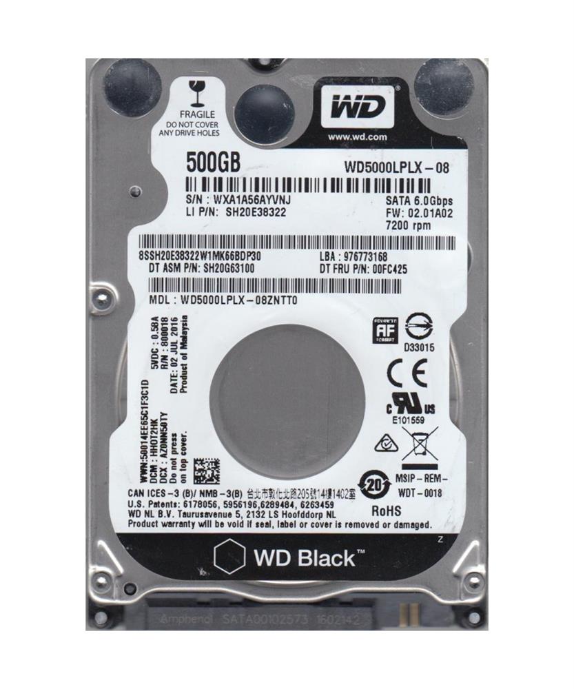 WD5000LPLX-08ZNTT0 Western Digital Black 500GB SATA 6.0 Gbps Hard Drive WD5000LPLX-08ZNTT0 Western Digital Black 500GB SATA 6.0 Gbps Hard Drive