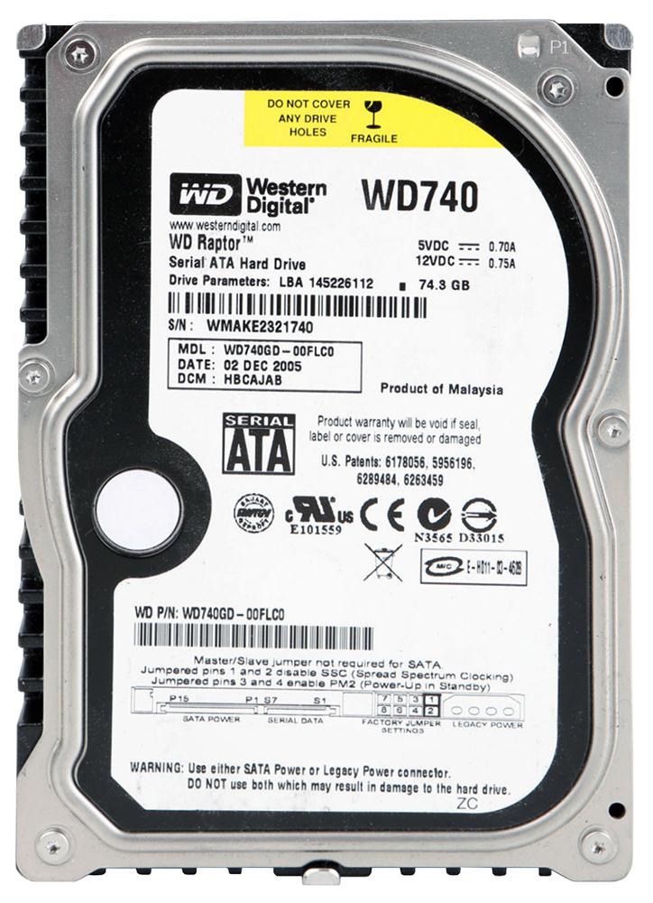 WD740GD Western Digital Raptor 74GB SATA 1.5 Gbps Hard Drive