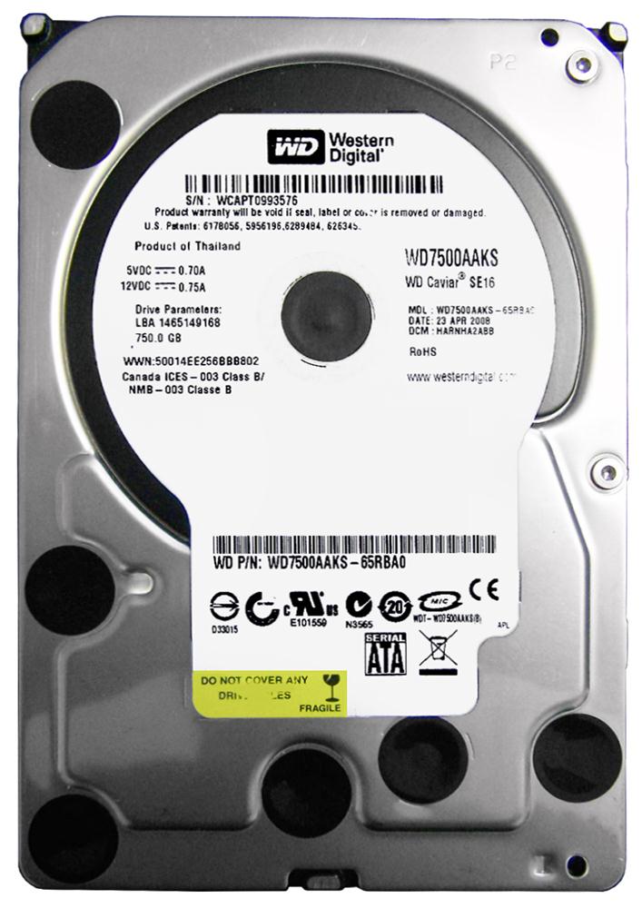 WD7500AAKS Western Digital Caviar 750GB SATA 3.0 Gbps Hard Drive