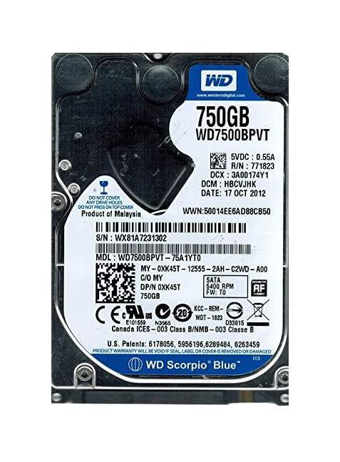 WD7500BPVT-75A1YT0 Western Digital Hard Drive
